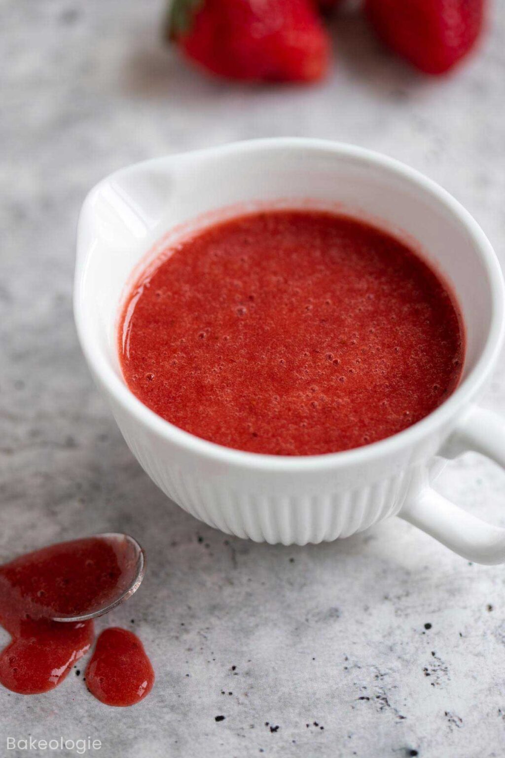 Easy Strawberry Coulis (Strawberry Sauce) | bakeologie