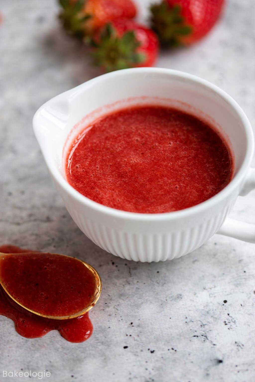 Easy Strawberry Coulis (Strawberry Sauce) | bakeologie