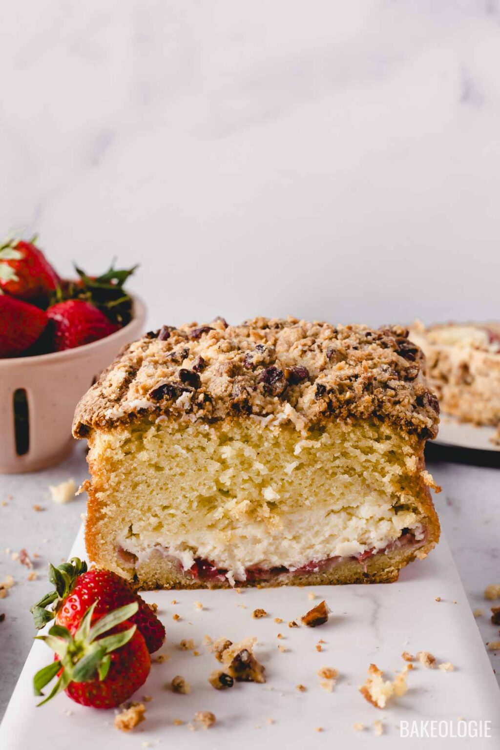 Strawberry Cheesecake Loaf Cake | bakeologie